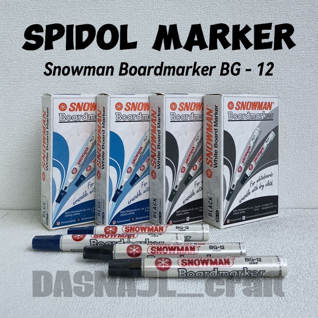 Jual ( 1 pack / 12 pcs ) Spidol Boardmarker Snowman BG 12 Whiteboard ...