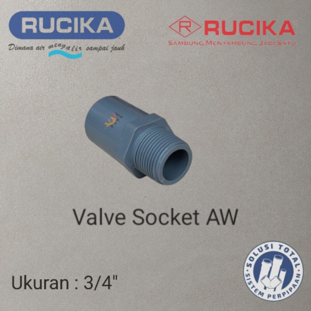 Jual VALVE SOCKET DRAT LUAR PVC AW RUCIKA 3/4 INCH | Shopee Indonesia