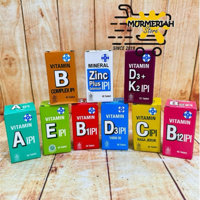 Jual IPI Vitamin All Variant A B1 B12 B Complex C D3+K2 D3 Mineral Zinc | Shopee Indonesia