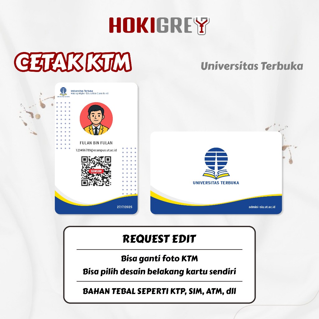 Jual Cetak KTM UT - ID Universitas Terbuka Name Tag 2 Sisi | Shopee ...