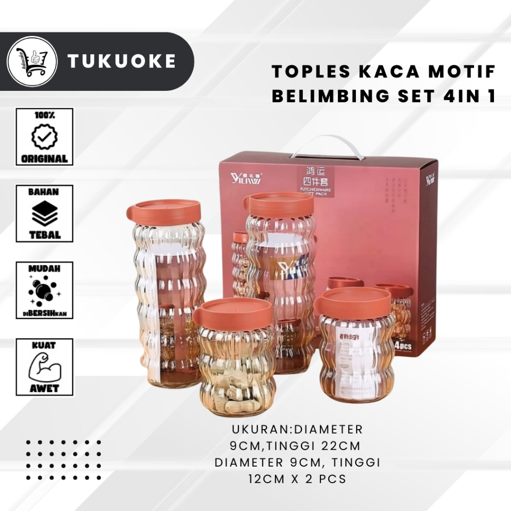 Jual Toples Kaca Motif Belimbing Set 4In 1 Tempat Kue Kering Lebaran ...
