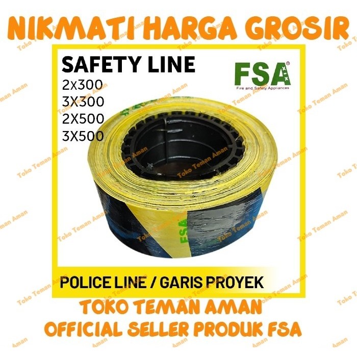 Jual Safety Line Police Line Merk FSA warna KUNING HITAM 2 dan 3 " inch ...