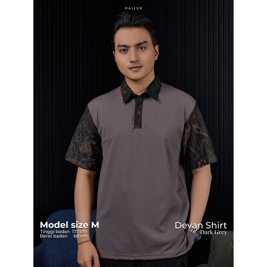 Jual HAILUK Devan Dark Grey Kemeja Polo Batik Premium Slimfit Lengan ...