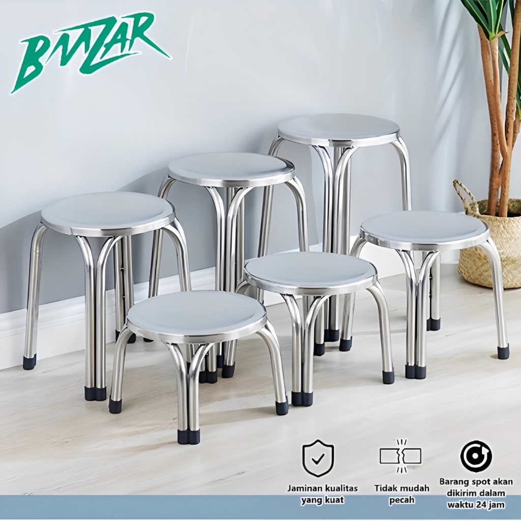 Jual BMZAR Bangku Bundar Stainless Steel Kursi Baso Kursi Belajar ...