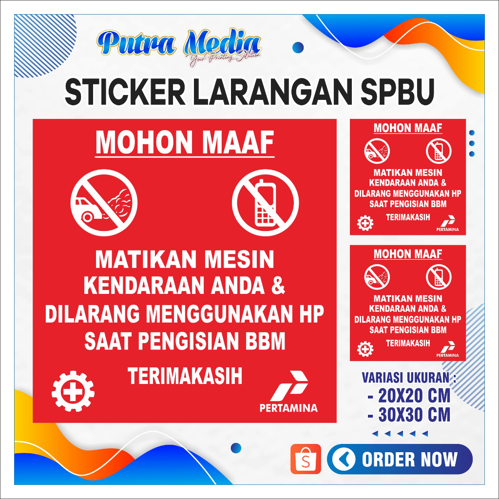 Jual Stiker Larangan SPBU / Mohon Matikan Mesin Kendaraan / Dilarang ...