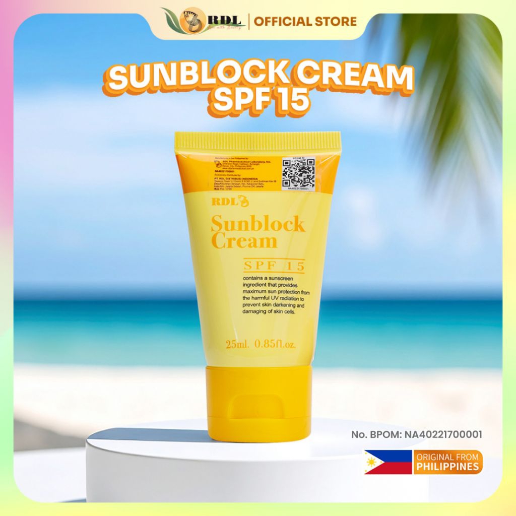 Jual RDL Sunblock Cream SPF 15 UVA UVB Protection Sunscreen Tabir Surya ...