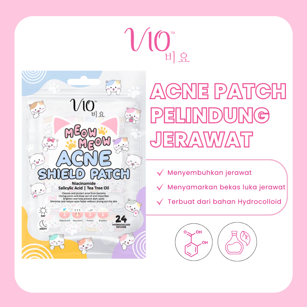 Jual Vio Acne Shield Patch Meow Meow -24 Patch patch berbentuk kucing kawaii pimple patch ...