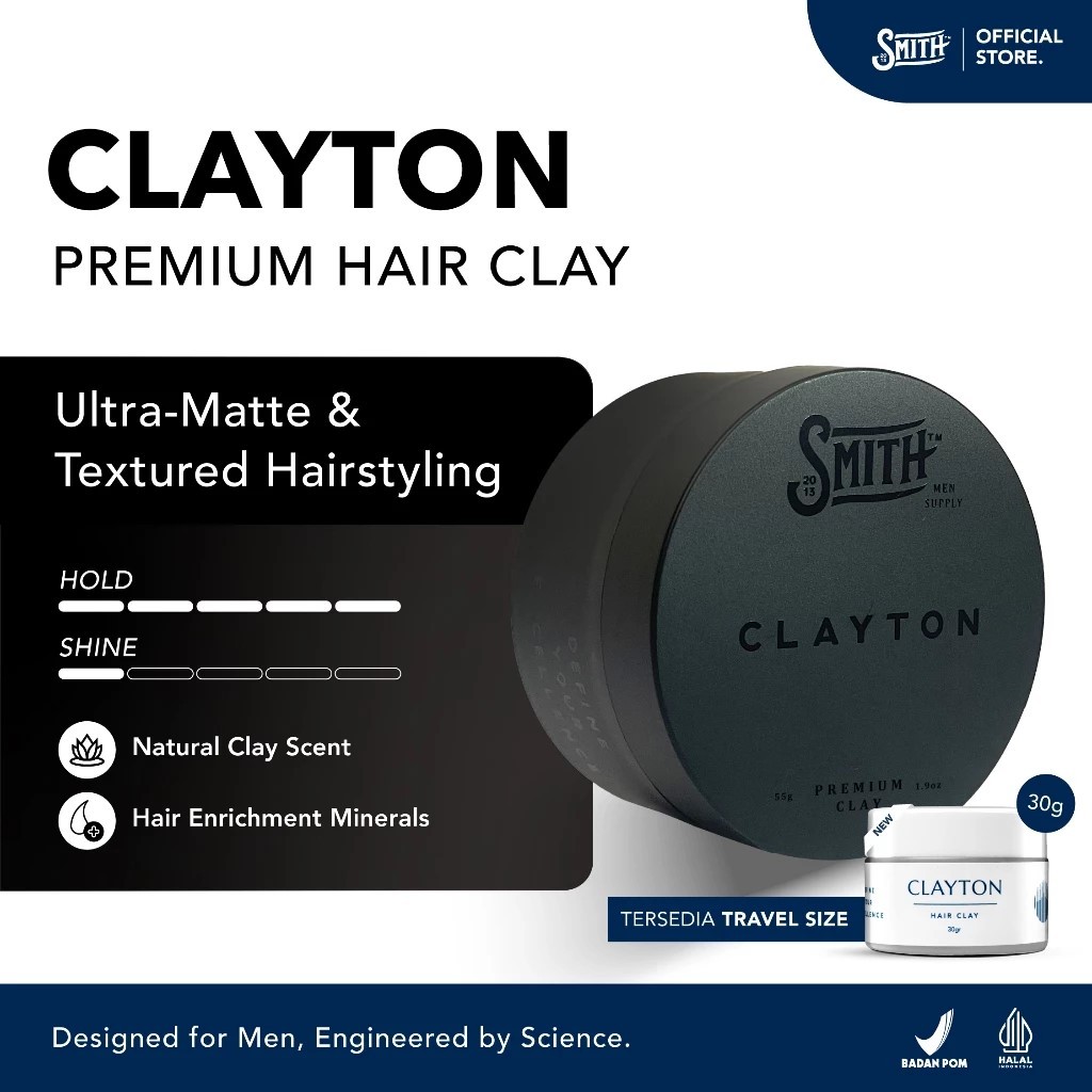 Jual SMITH Clayton Hair Premium Clay 55gr - Clay Rambut Pria - Pomade ...