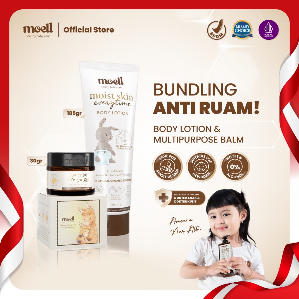 Jual Moell Special Bundling Body Lotion 185gr & Multipurpose Balm 30gr ...