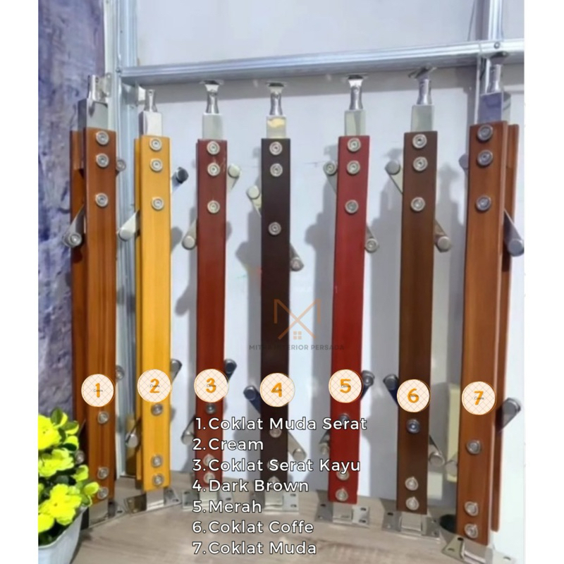 Jual Tiang railing tangga 875 Ss 201 304/ Tiang Double Plat Kayu Model ...