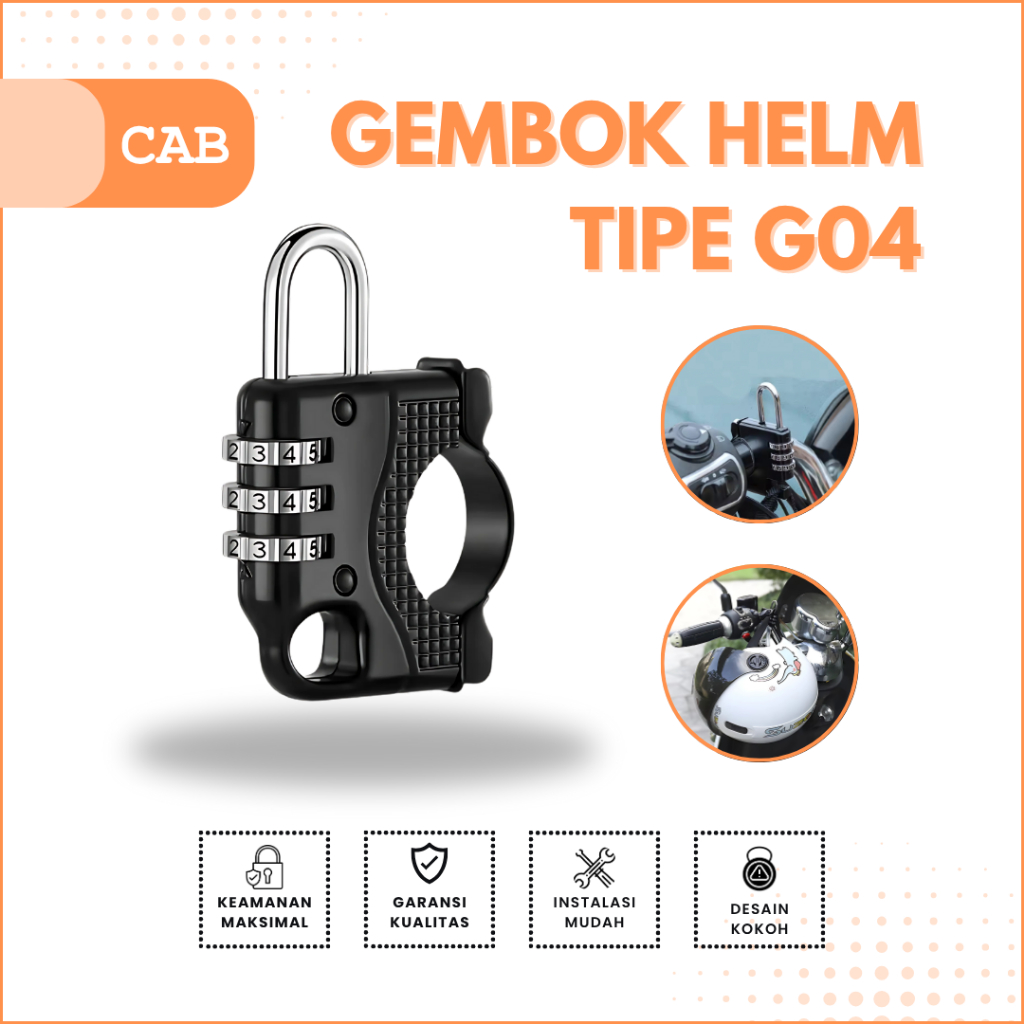 Jual CAB Gembok Helm Motor Tipe G04 / Gembok Password Anti Maling ...