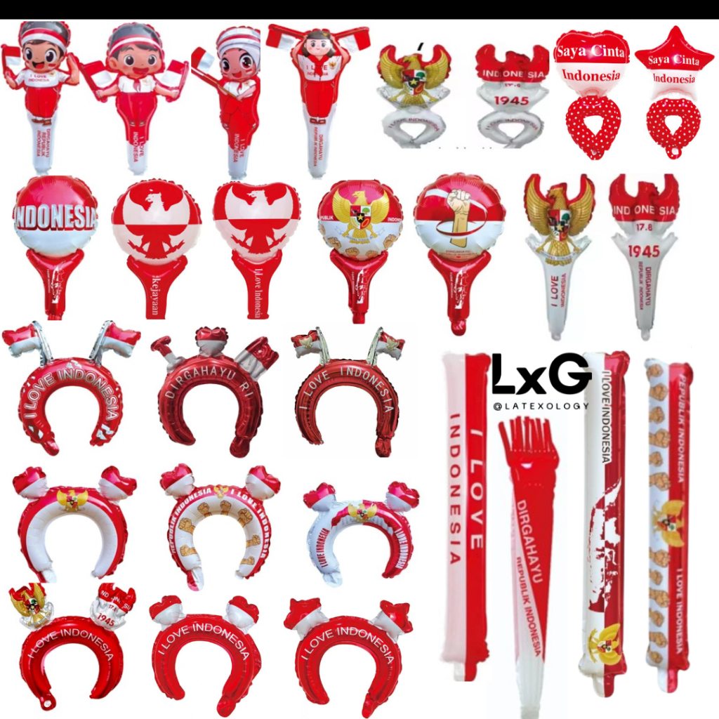 Jual Balon Foil Merah Putih (I) 1 Dirgahayu HUT RI. Balon Tongkat ...