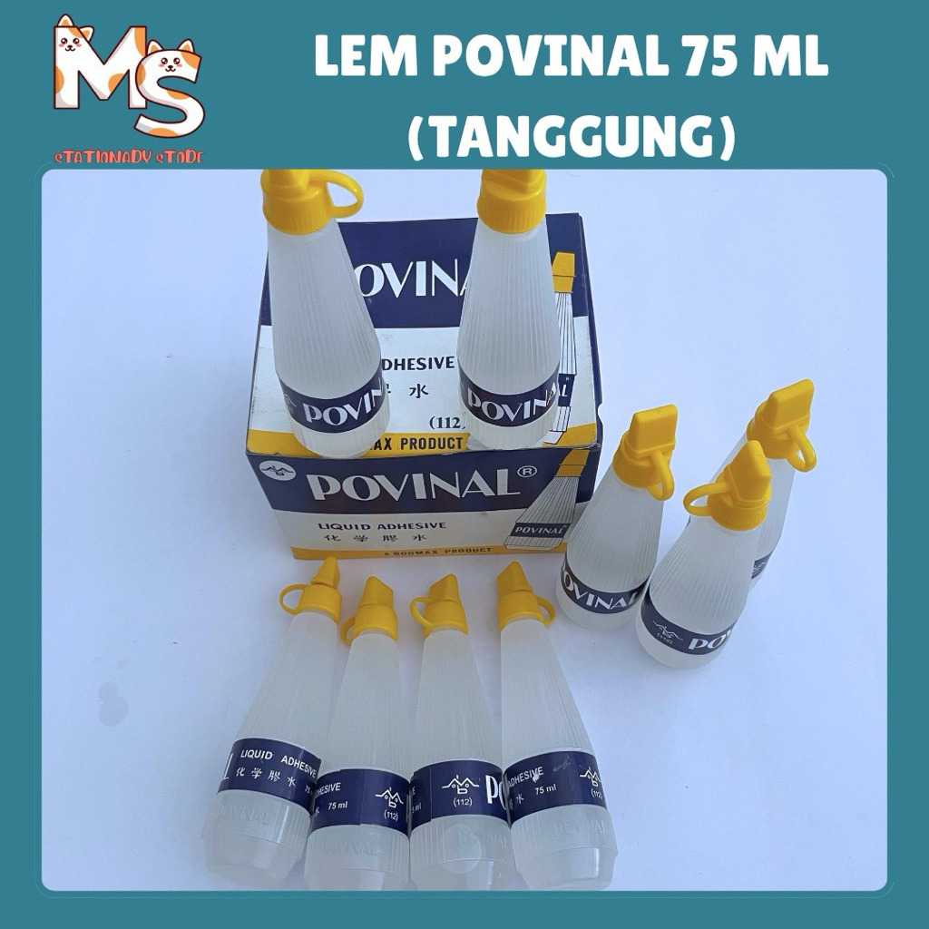 Jual [1 PAK/ DUS] LEM KERTAS CAIR POVINAL Tanggung 75 ml Isi 12 Pcs | Shopee Indonesia