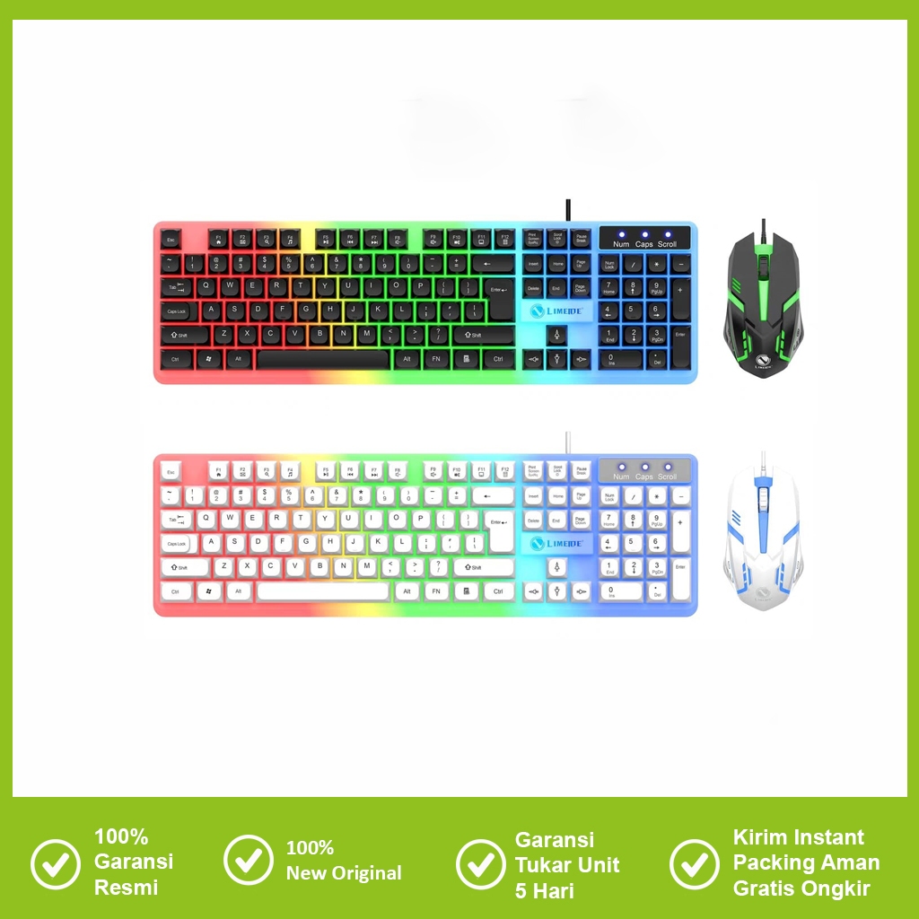 Jual Kombo Keyboard dan Mouse Gaming dengan Lampu RGB Cahaya / Termasuk ...