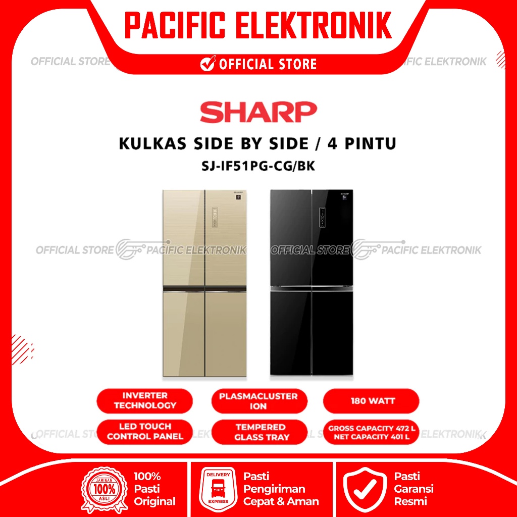 Jual Kulkas Side By Side Sharp 4 Pintu 472 Liter SJ-IF51PG-BK/CG / 51PG | Shopee Indonesia