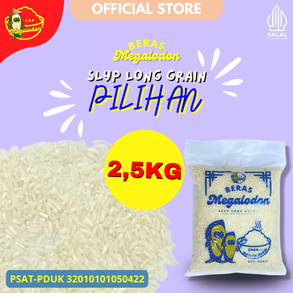 Jual Beras Cap Megalodon SLYP LONG GRAIN PILIHAN 2,5 Kg Bersih ...