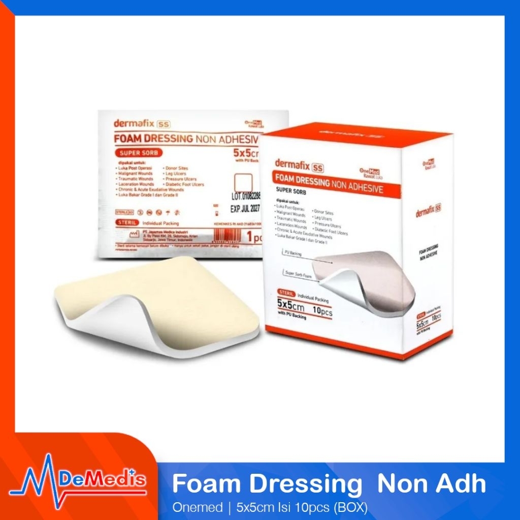 Jual Dermafix SS Foam Dressing Non Adhesive 5x5cm ONEMED Busa Pembalut ...