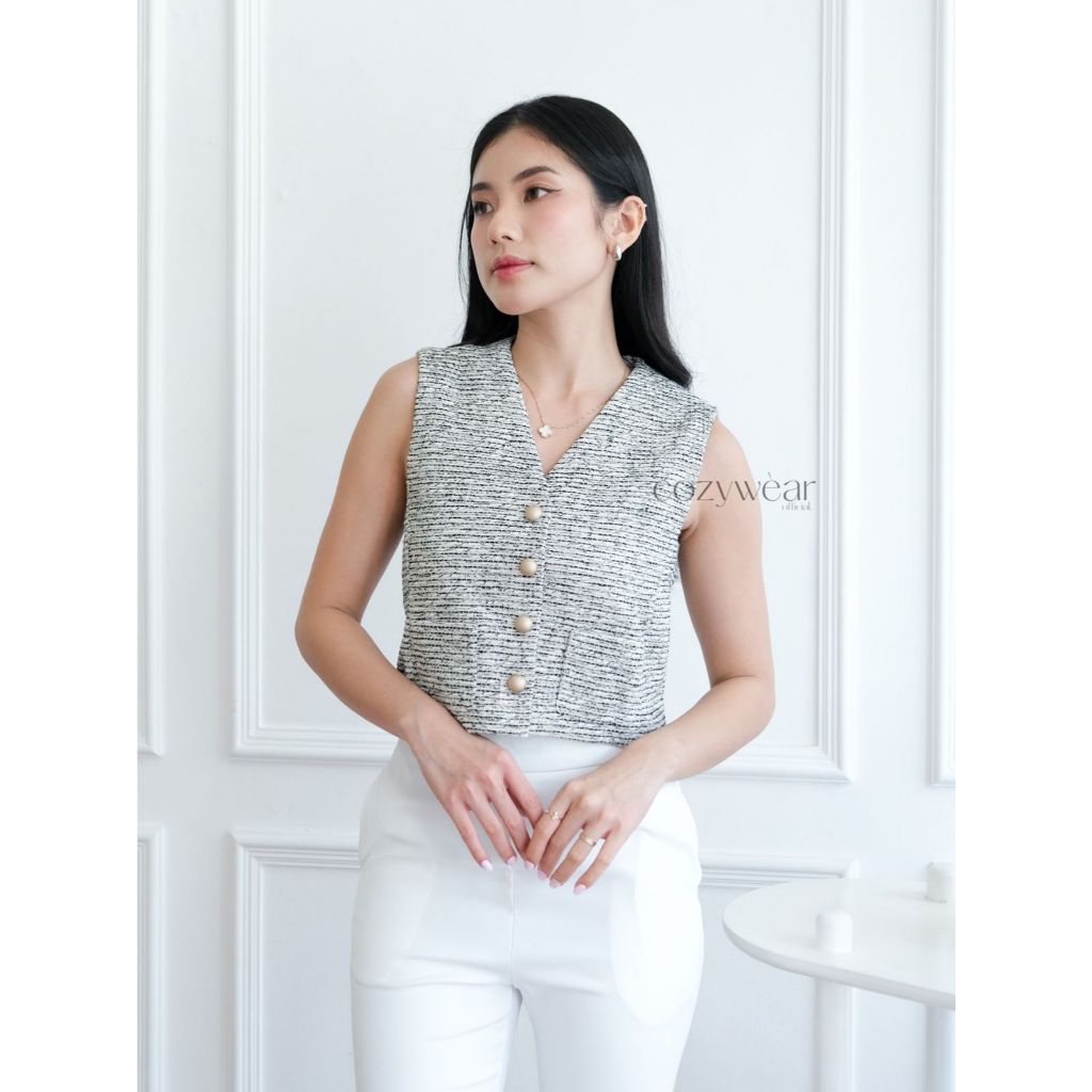 Jual [ COZY.WEAR ] Rory Crop Vest (2808) / Top Premium Quality ...
