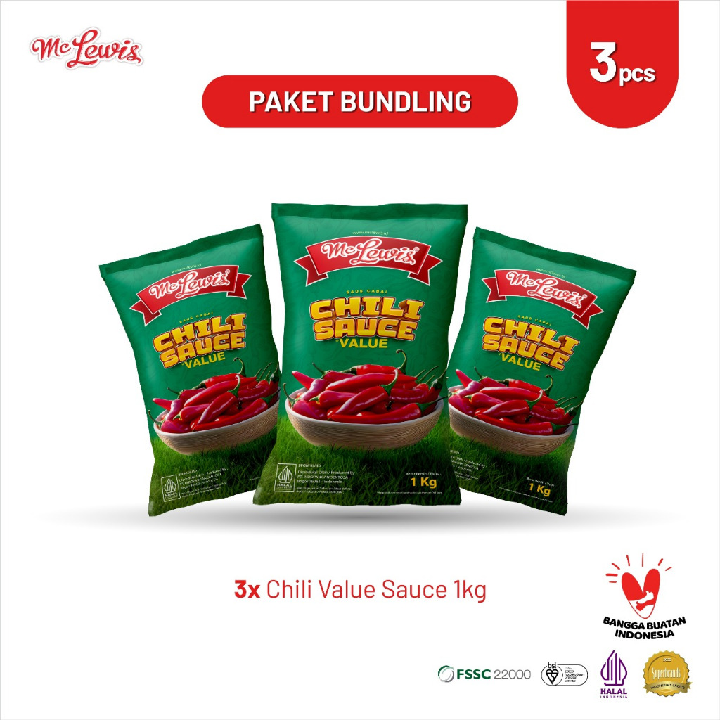 Jual [Paket Bundle] Mc Lewis Chili Value 1 Kg x 3 Pcs | Shopee Indonesia