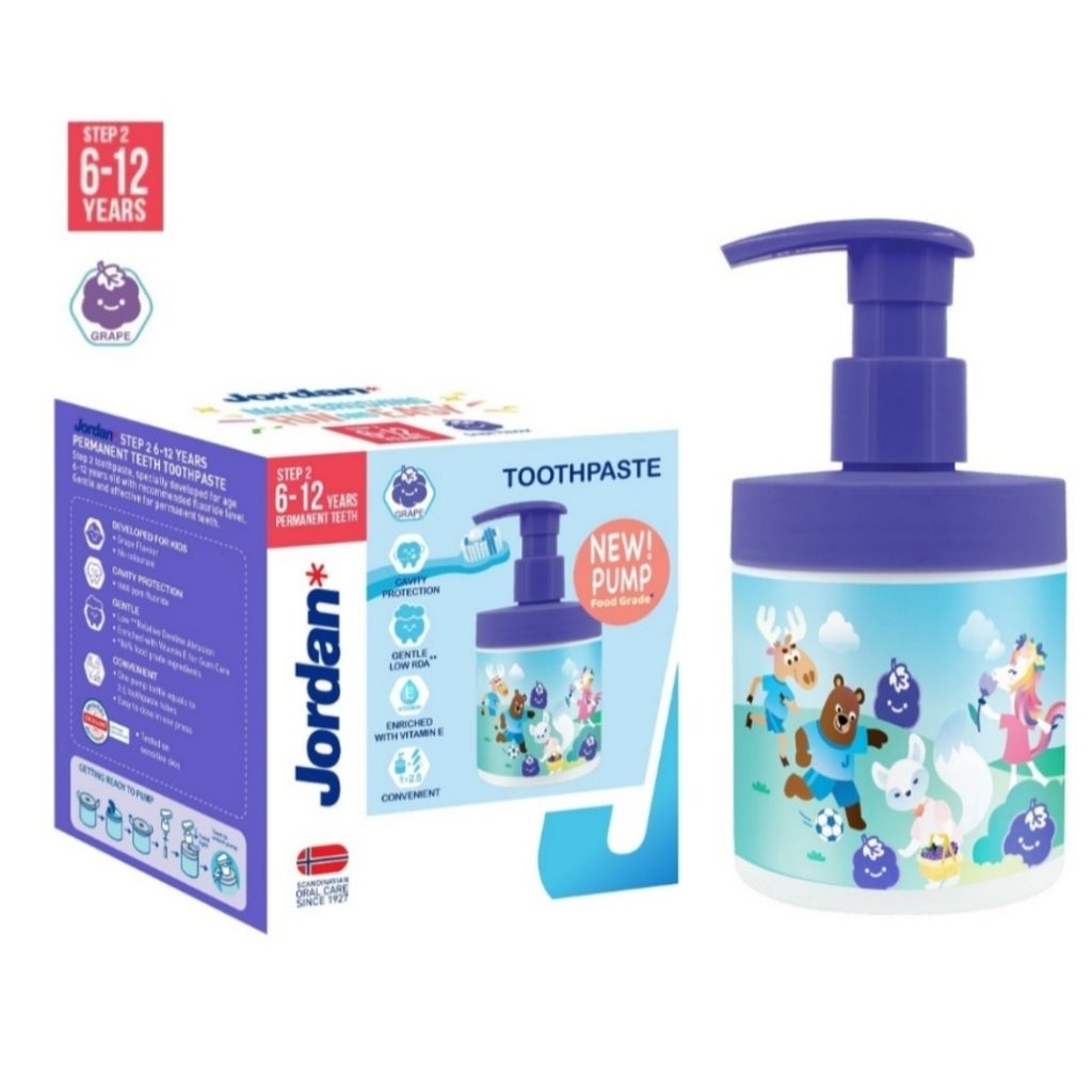 Jual jordan toothpaste pump 188g step 2(6-12 tahun) | Shopee Indonesia