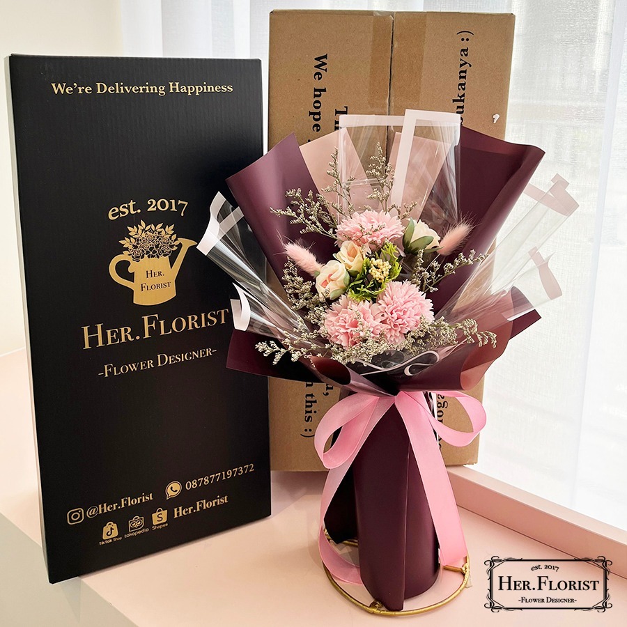Jual HER.FLORIST [CARNATION] 3PCS Soap & Dried Flower/Buket Bunga Sabun ...