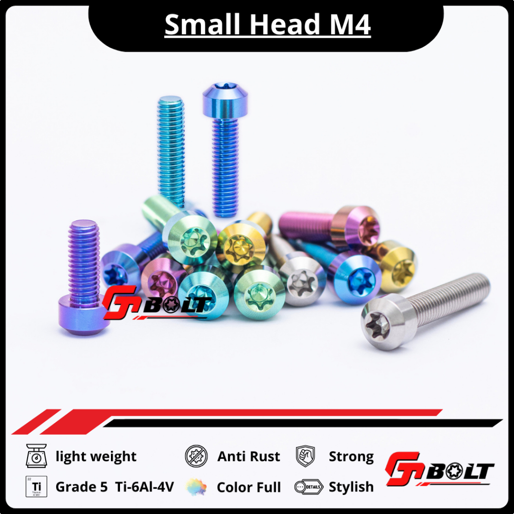 Jual Baut Titanium Small Head Grade 5 ukuran m4 (Drat 6) Bahan Titanium Ti-6Al-4V | Shopee Indonesia