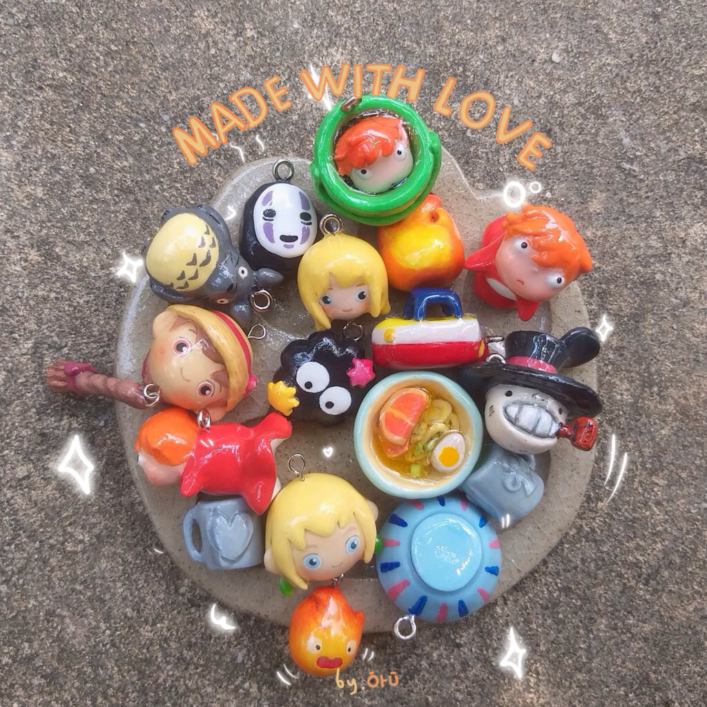 Jual Clay Keychain Handmade Ghibli Ponyo Kiki Howl Moving Castle ...