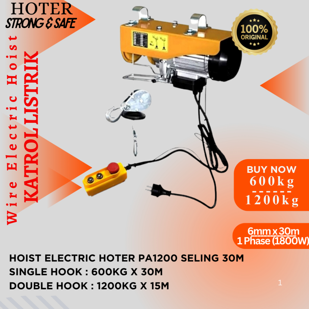 Jual Hoist Electric / Katrol Besi PA1200 (30 meter) SELING BAJA ...