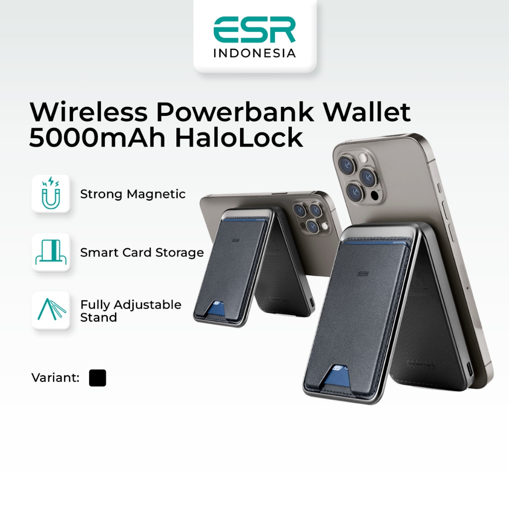 Jual ESR Wireless Powerbank Wallet 5000mAh HaloLock Wireless Portable ...