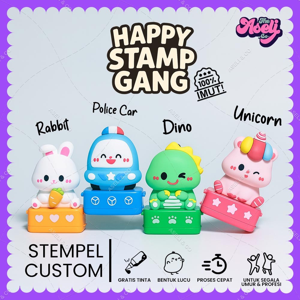 Jual Stempel Lucu Karakter – custom nama untuk anak sekolah, dokter SIP ...