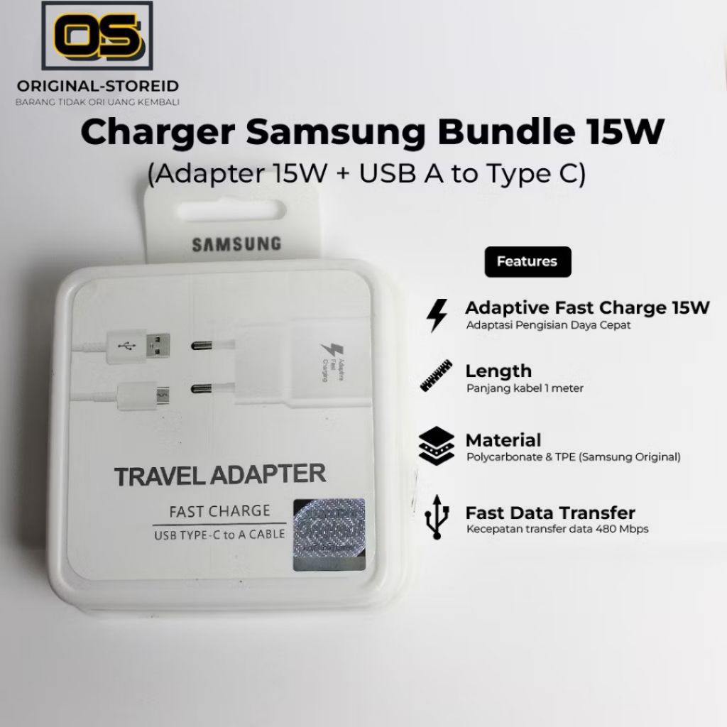 Jual Charger chasan Samsung USB Type C 15watt Fast Charging Hp Samsung ...
