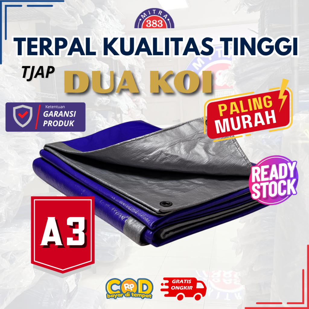 Jual DUA KOI - Terpal A3 Plastik Tebal Biru Silver 2x3 2x4 3x3 3x4 3x5 ...