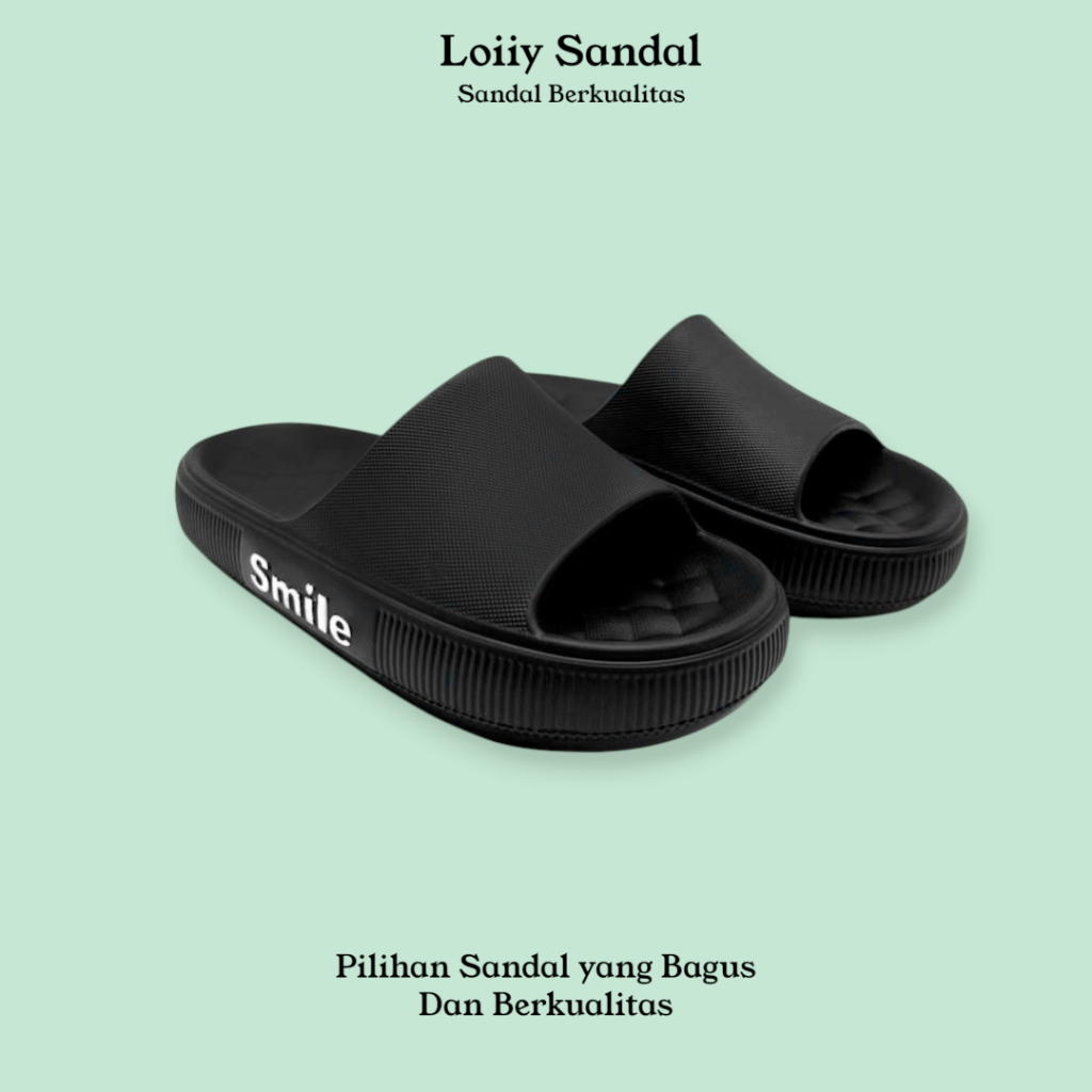 Jual Sandal Pria Sendal Selop Unisex Font Smile Korean Style Bahan ...