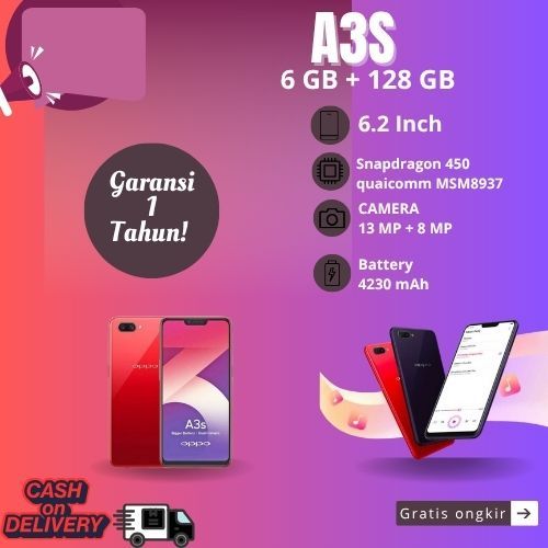 Jual HP Smartphone A3S Ram 6/128 GB GARANSI 1 TAHUN | Shopee Indonesia