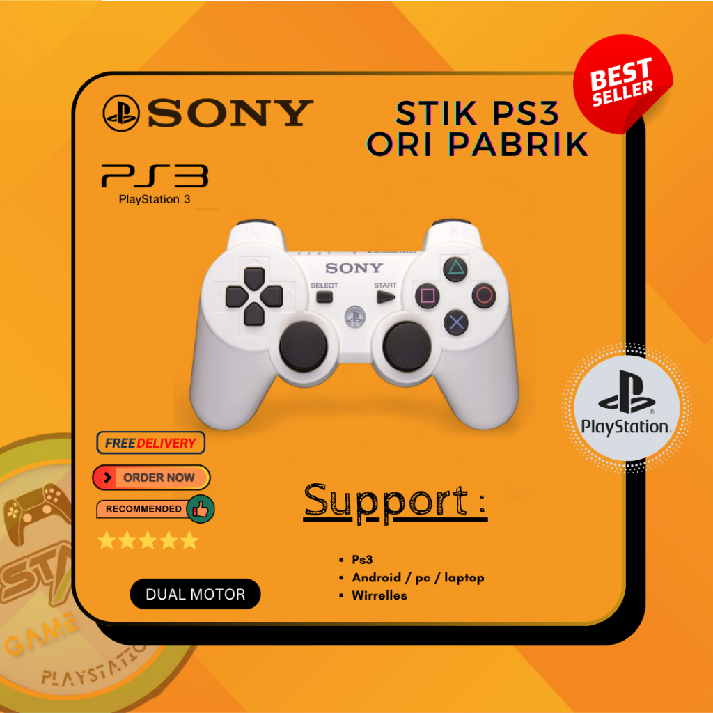 Jual Sony Dual Shock PS3 Stik PS3 Wireless Ori Pabrik Warna Putih | Shopee Indonesia