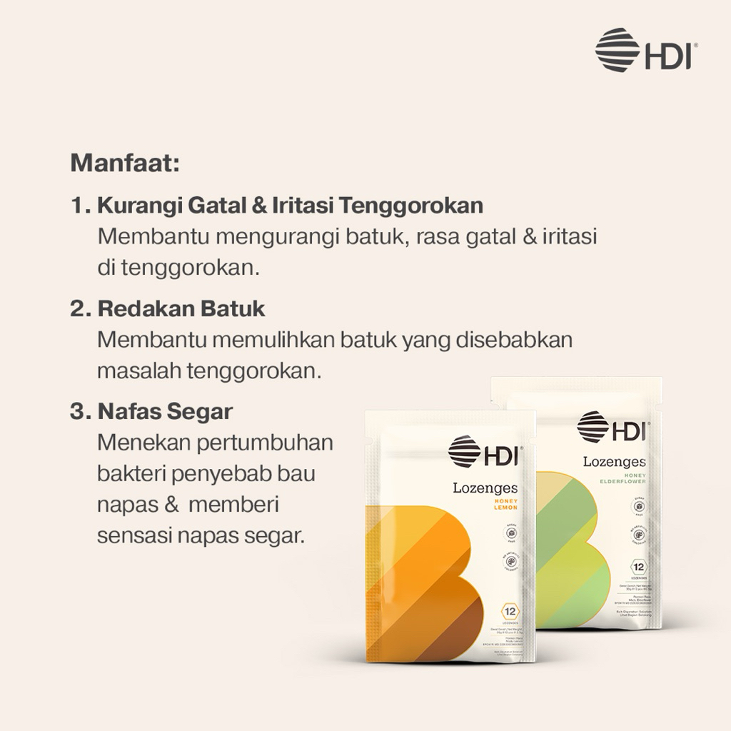 Jual PERMEN HDI LOZENGES ORIGINAL 100% Meredakan Batuk Gatal Nyeri ...