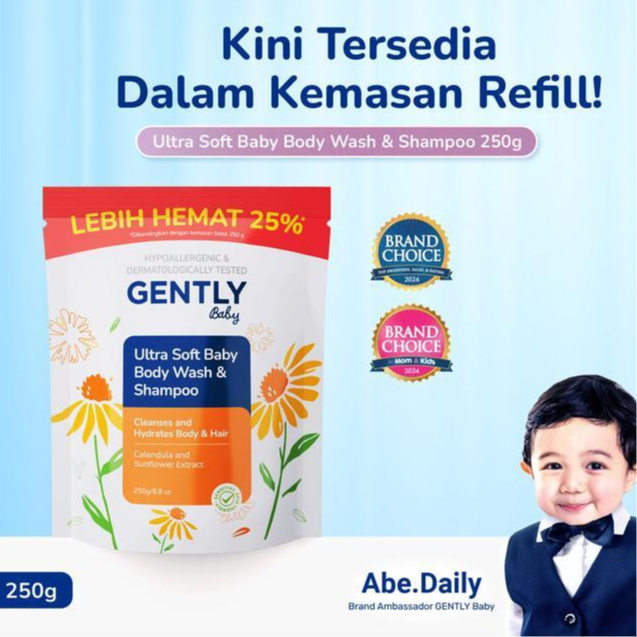 Jual Gently Baby Ultra Soft Baby Body Wash & Shampoo Refill 250ml ...