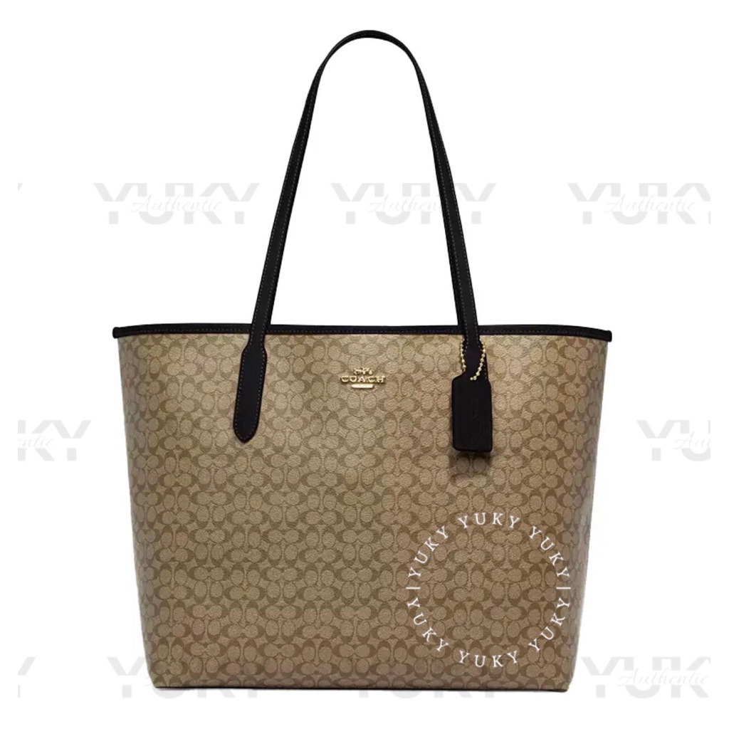 Jual Tas Wanita Branded COA*H COC City Tote Sign Brown List Black 100% ...