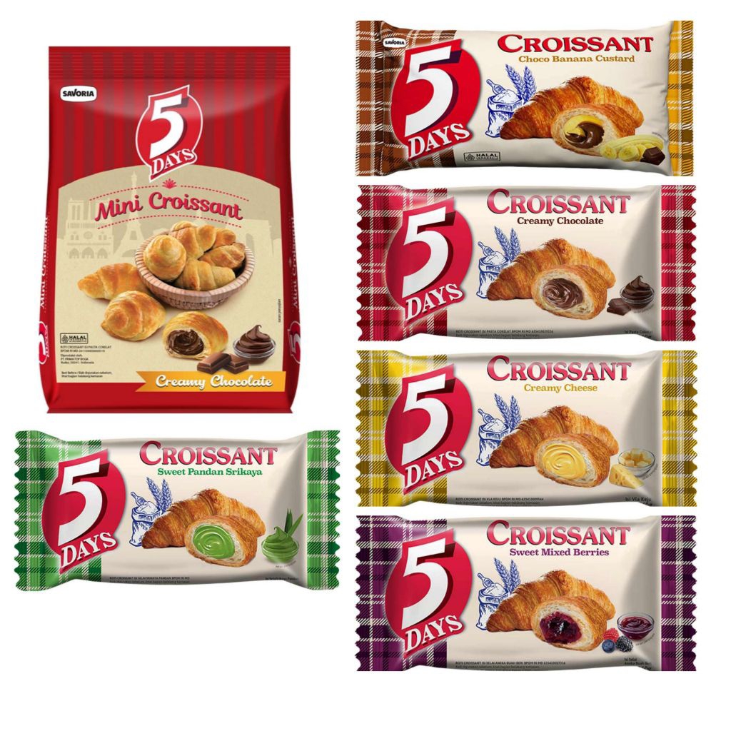 Jual 5DAYS Croissant Creamy Coklat Mix Berry Cheese pandan banana 5 ...