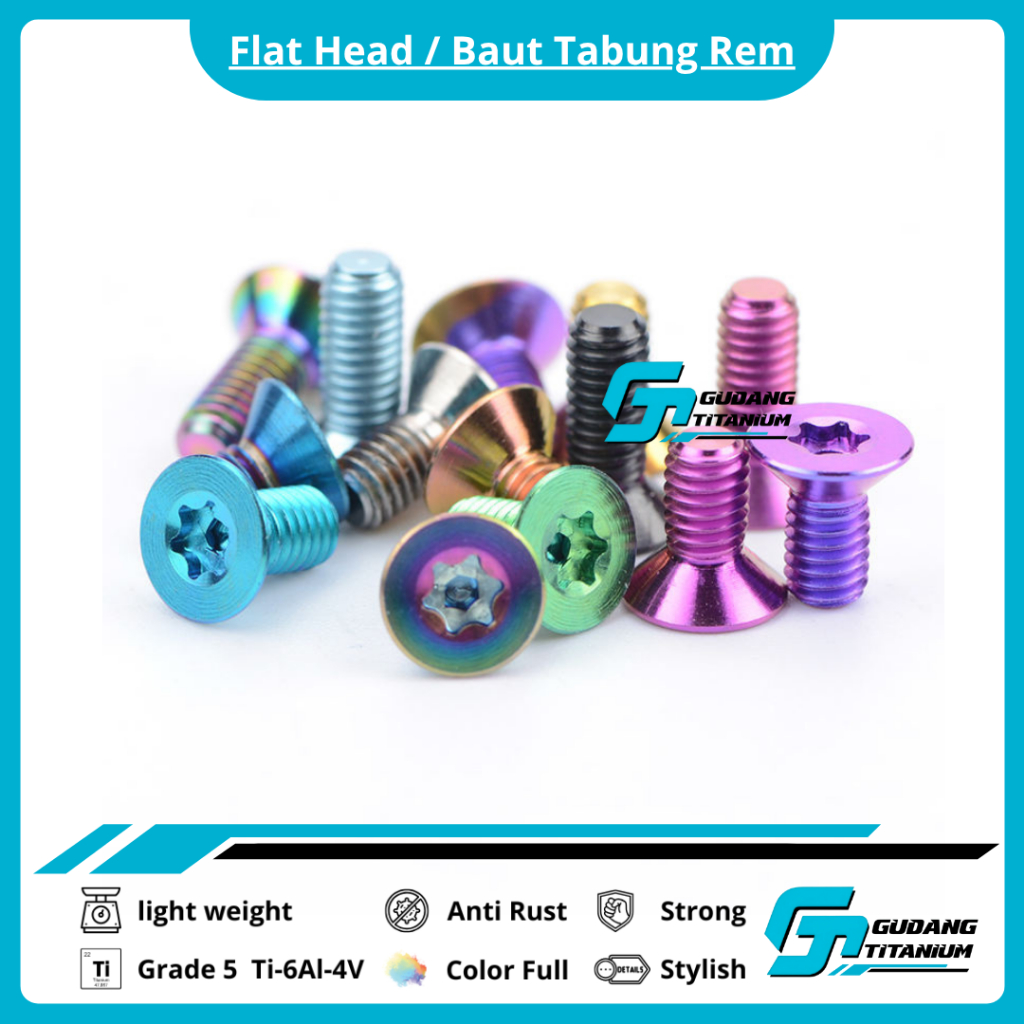 Jual Baut Titanium Flat Head m4 x 12mm - 15mm / Baut Titanium Tutup ...