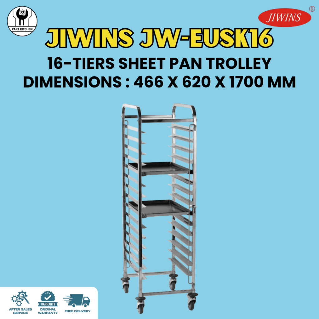 Jual Jiwins JW-EUSK16 Sheet Pan trolley Rak Troli Bakery Kapasitas 16 ...