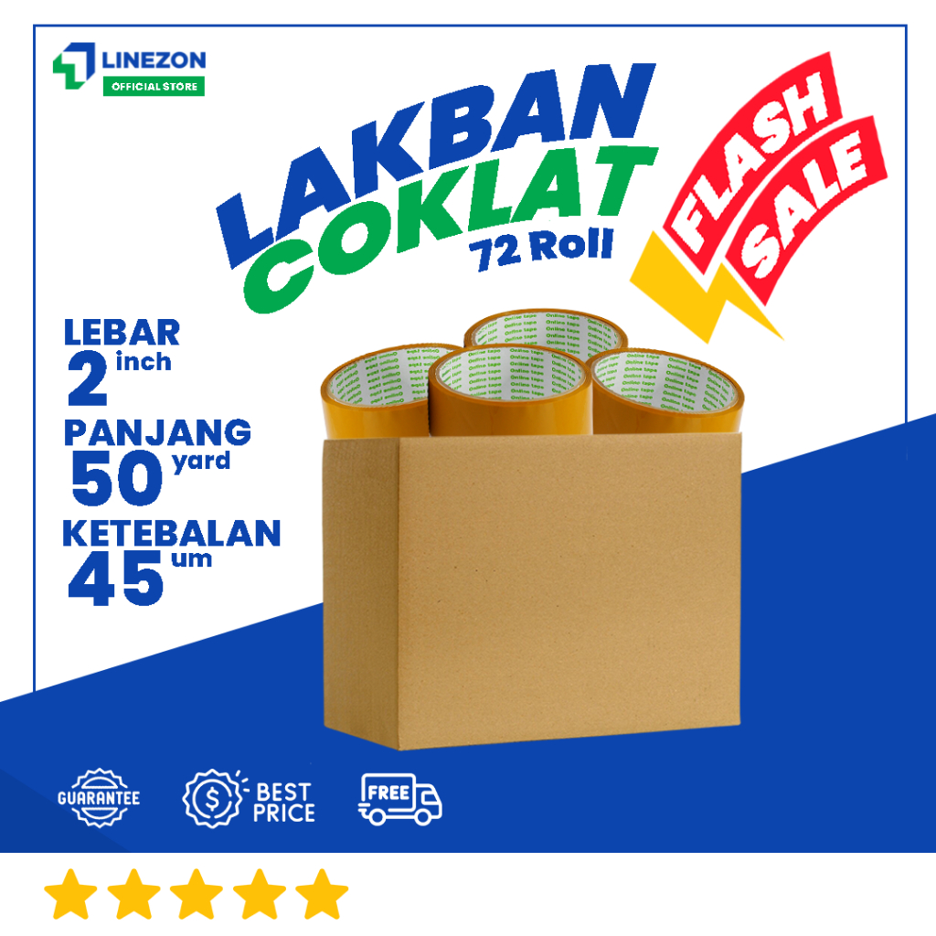 Jual 1 DUS Lakban Coklat FLASH SALE 50 Yard 2 Inch / ONLINE TAPE OPP 72 ...