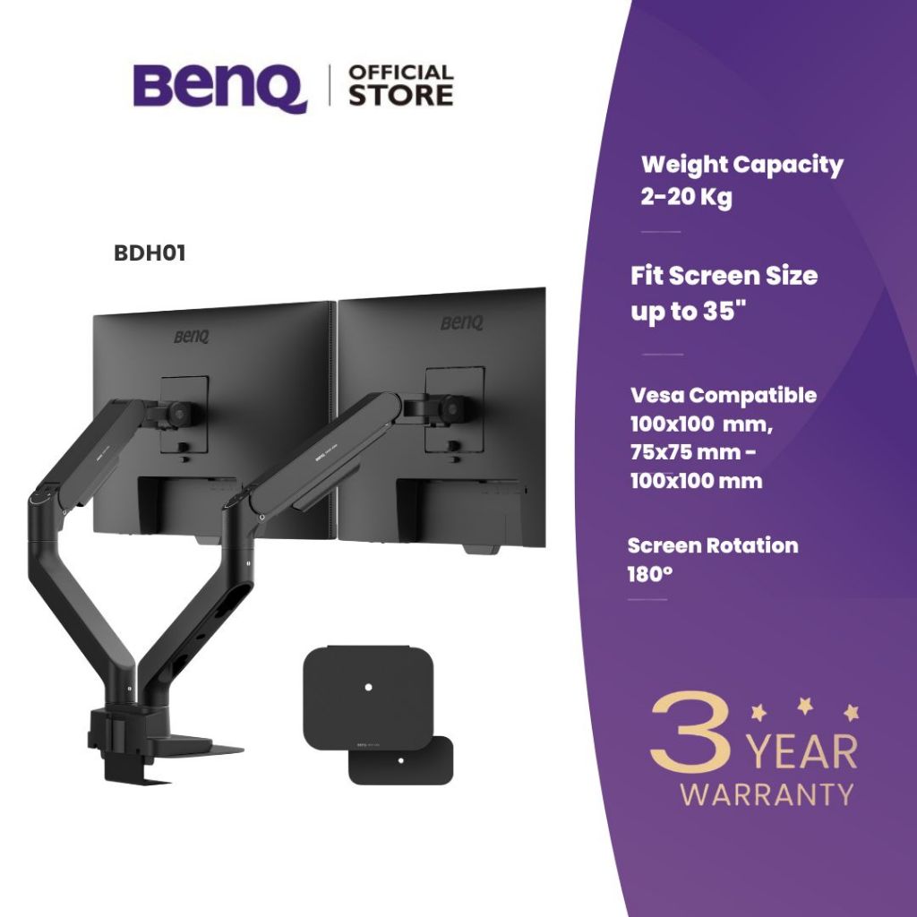Jual BenQ BDH01 Ergo Monitor Arm BSH01-Sturdy Monitor Mount for Up to ...