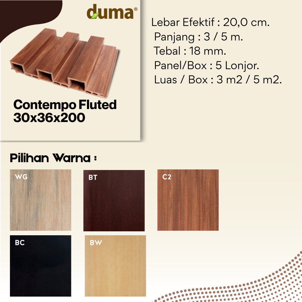 Jual DUMA PANEL WPC Contempo Fluted 30x36x200 // Wallpanel & Plafon ...