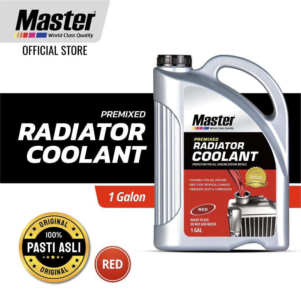 Jual Master Radiator Coolant Premixed Red 1 Gal Air Radiator Mobil ...