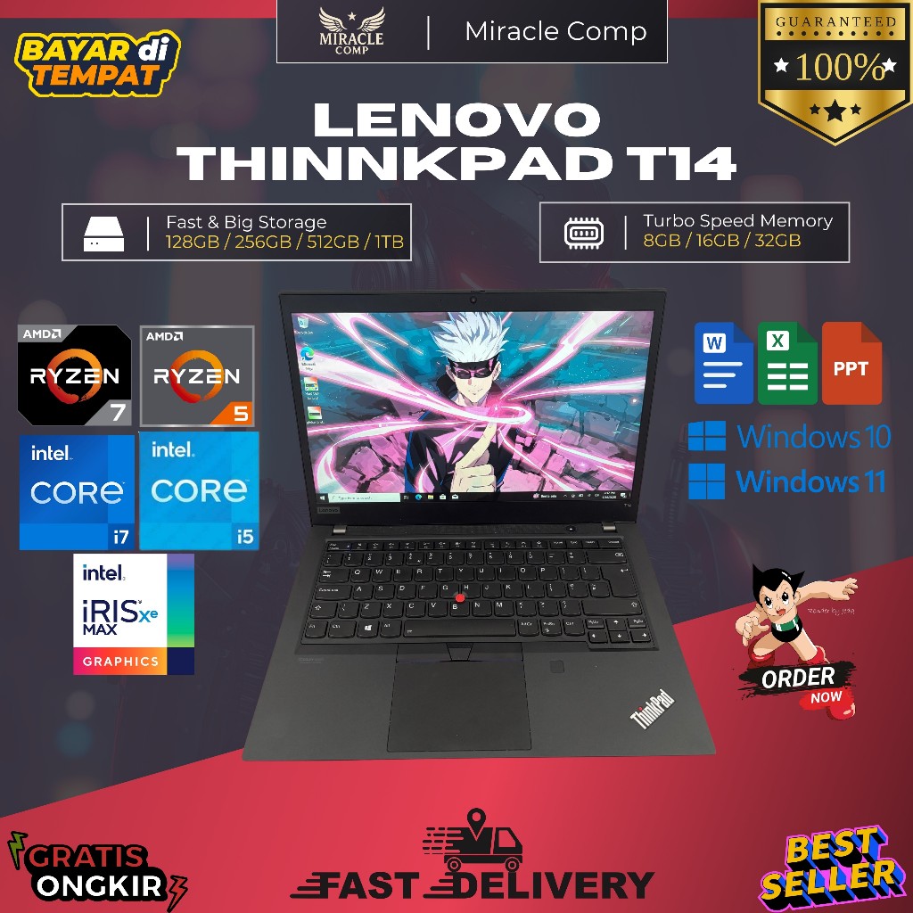 Jual Lenovo Thinkpad T14 G4 / G3 / G2 / G1 Intel I7 I5 | RYZEN 7 16GB ...