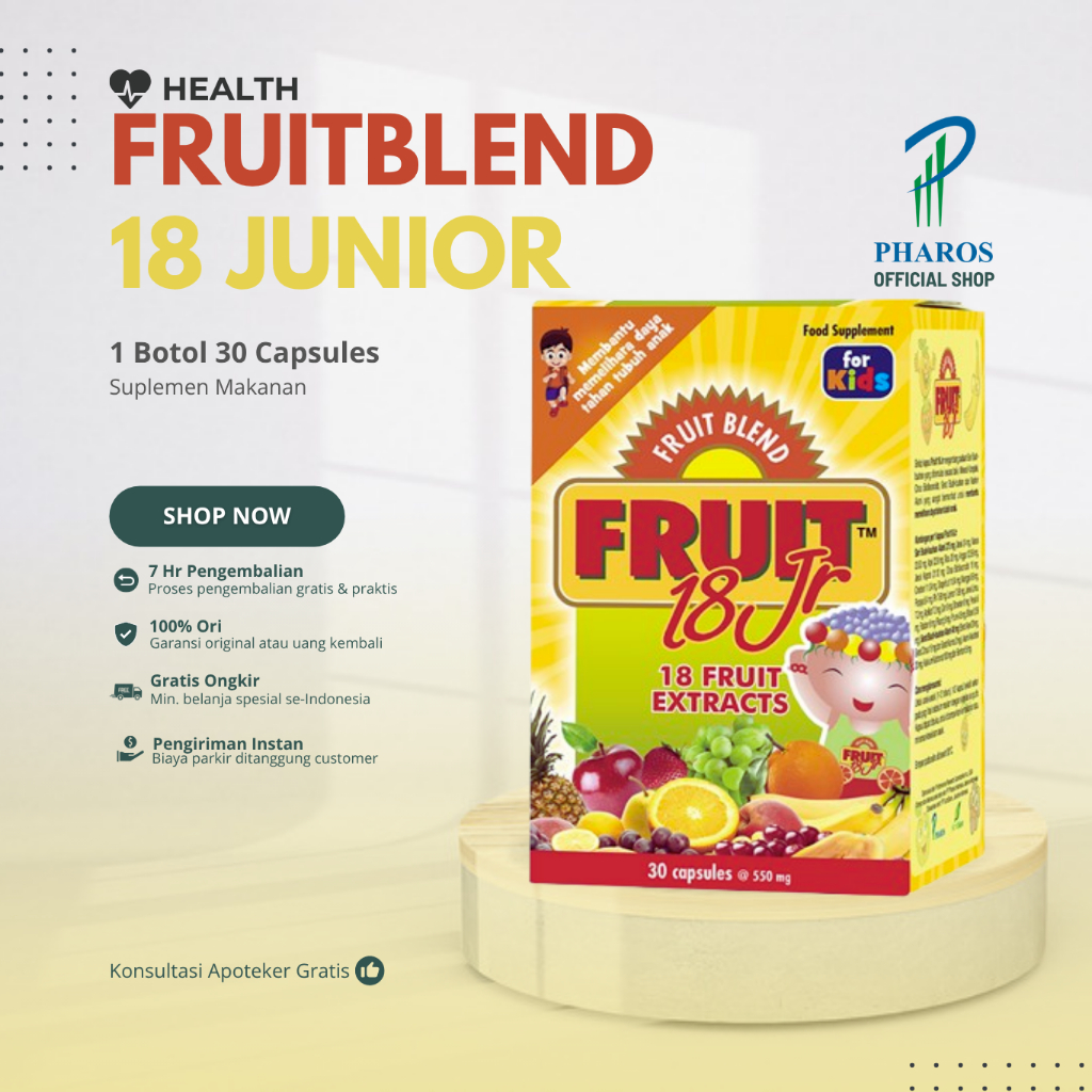 Jual Fruit 18 Junior / Supelmen Anak / Kids 30 Kapsul / Ektrak Buah ...