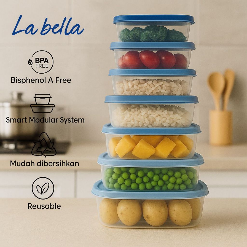 Jual 1 Paket Container Food Isi 7 SQUARE/BULAT (150ML - 4500ML) Wadah ...