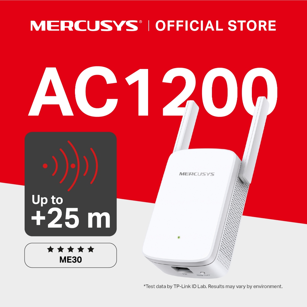 Jual Mercusys | ME30 | AC1200 Wi-Fi Repeater | 2.4Ghz & 5Ghz Dual Band ...