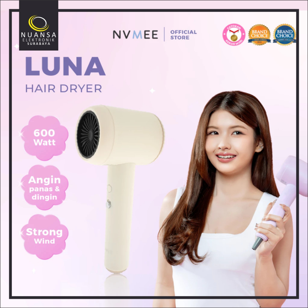 Jual NVMEE LUNA Hair Dryer Pengering Rambut Low Watt & Strong Wind 600 ...